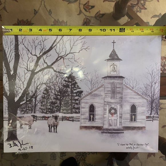 Art | Rare Autographed Billy Jacob I Heard Christmas Bells Winter Barn ...